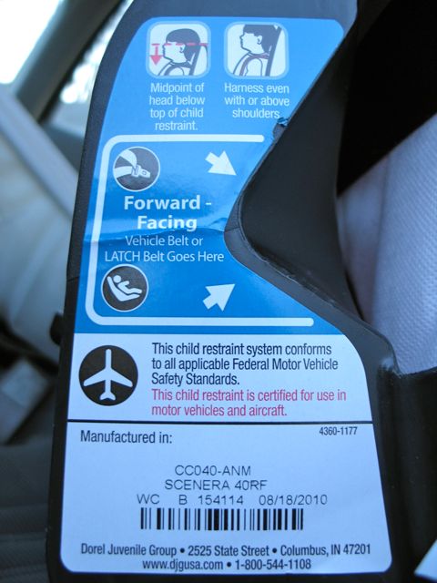 Scenera FAA sticker | Car Seat.Org - Carseat, Automobile & Child ...